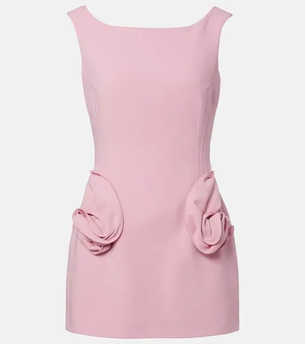 Magda Butrym Floral-appliqué Wool-blend Minidress - Pink