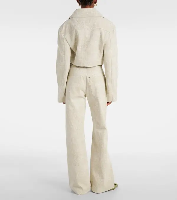 Jacquemus Marino De-nîmes Croc-effect Denim Jacket - Beige
