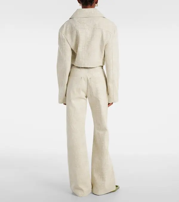 Jacquemus Marino De-nîmes Croc-effect Denim Jacket - Beige
