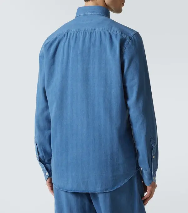 Frescobol Carioca Emilio Herringbone Denim Shirt