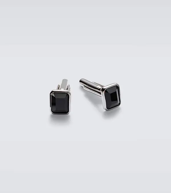 Mateo Sterling Cufflinks With Onyx - Silver