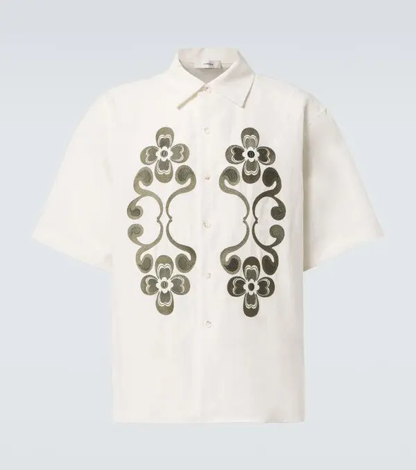 Commas Reflection Embroidered Bowling Shirt