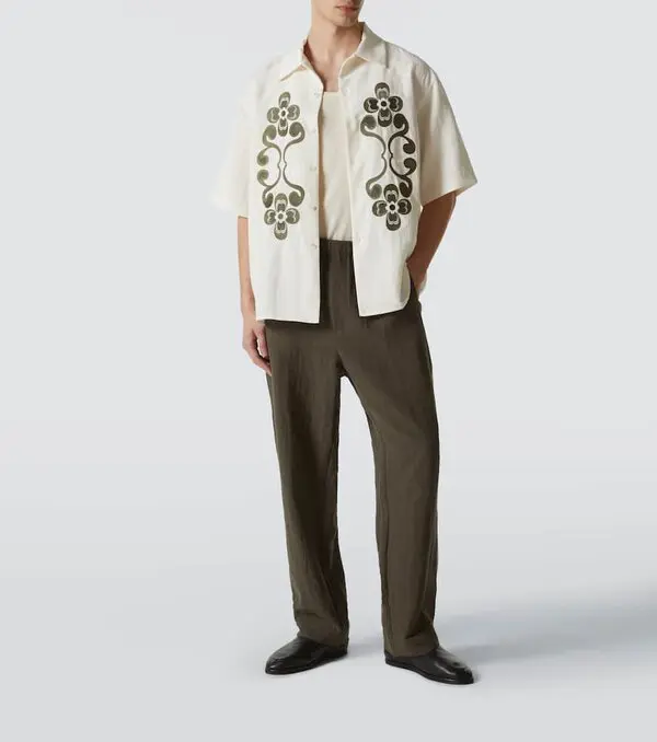 Commas Reflection Embroidered Bowling Shirt