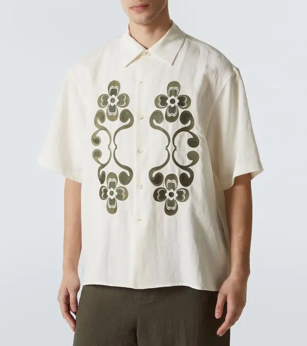Commas Reflection Embroidered Bowling Shirt