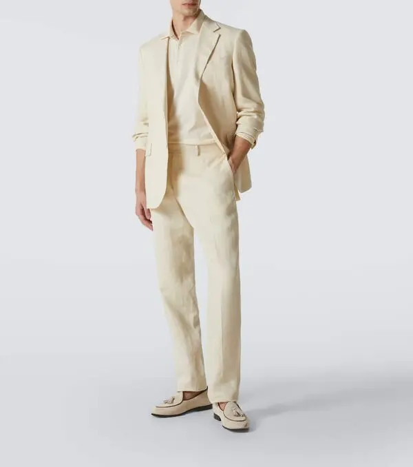 LARDINI Cotton And Silk Polo Sweater - Beige