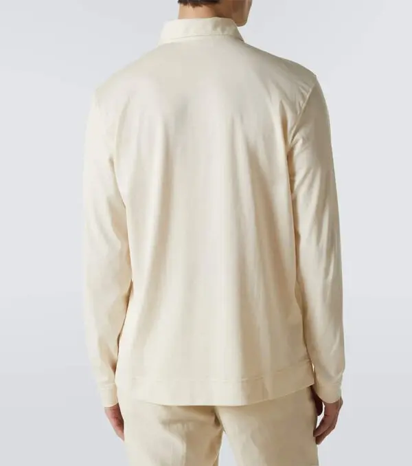 LARDINI Cotton And Silk Polo Sweater - Beige