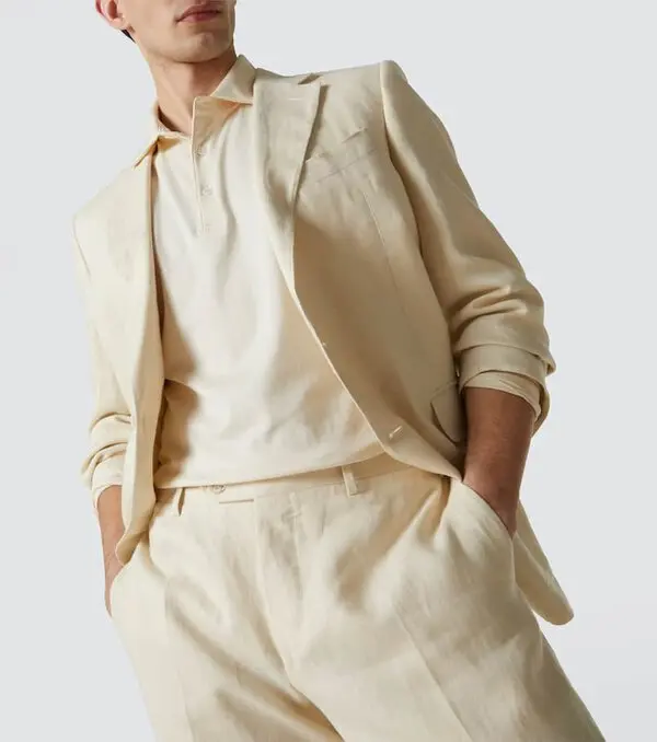 LARDINI Cotton And Silk Polo Sweater - Beige