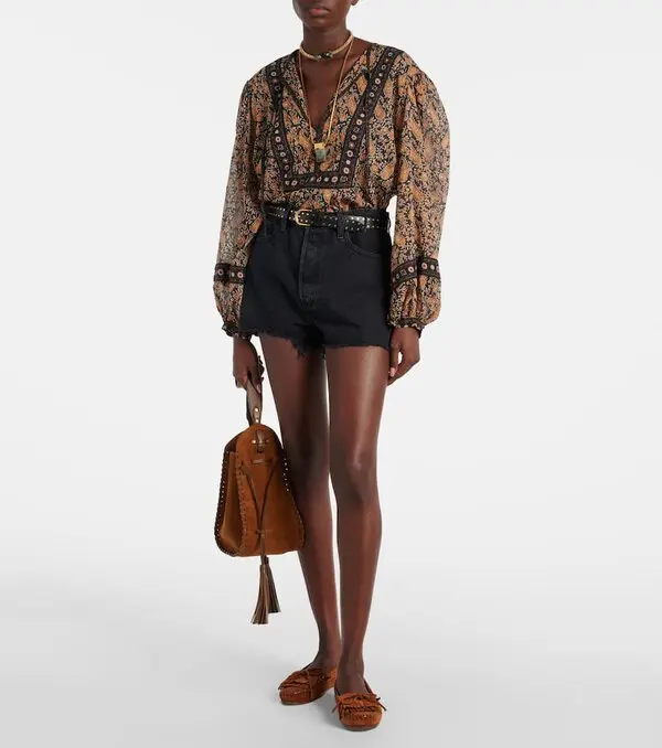 FRAME Frayed Denim Shorts
