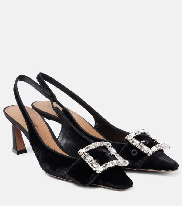 Dolce & Gabbana Embellished Velvet Slingback Pumps