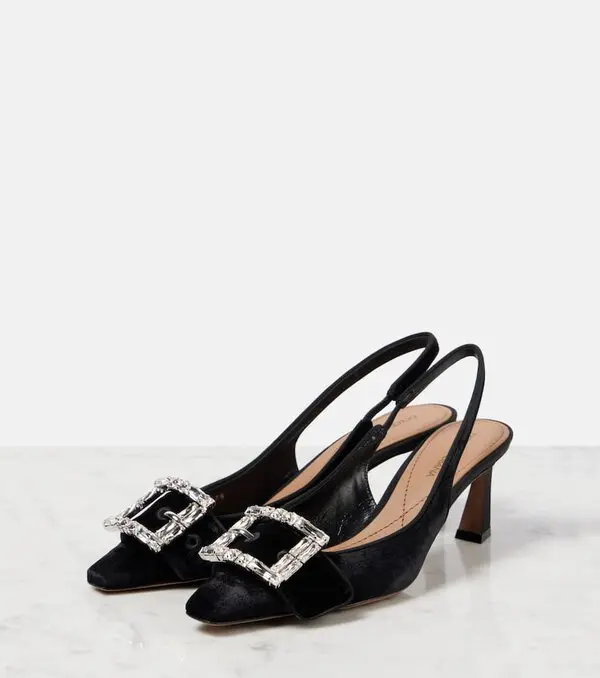 Dolce & Gabbana Embellished Velvet Slingback Pumps