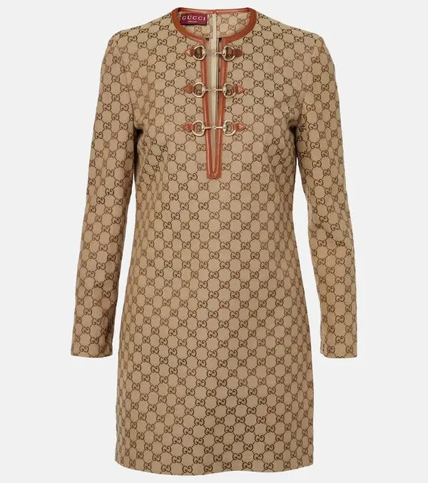 Gucci Horsebit Gg Canvas Mini Dress