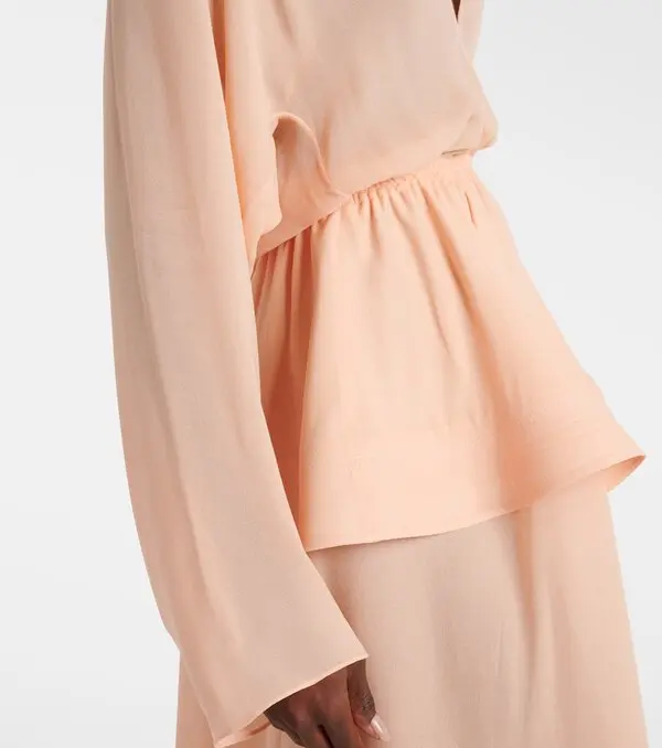 Alaïa Peplum Georgette Maxi Dress - Orange