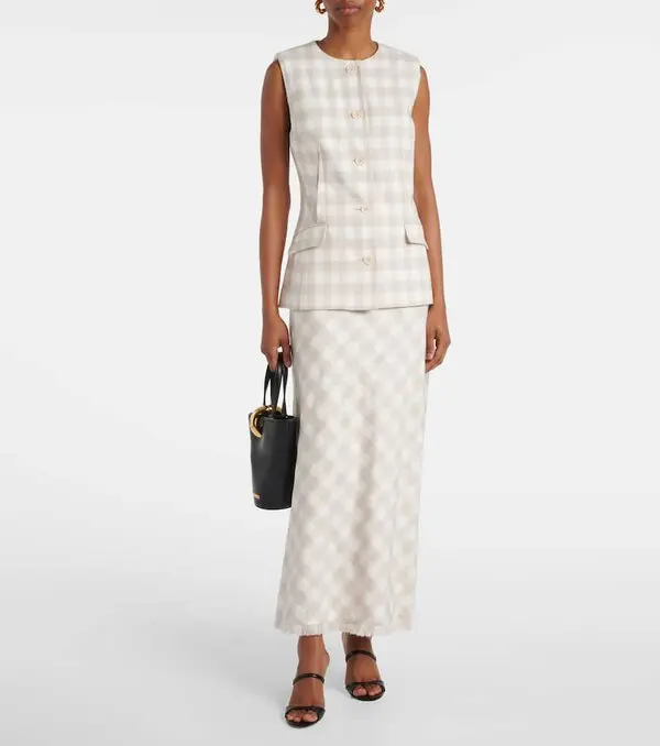 Simkhai Noelle Checked Maxi Skirt
