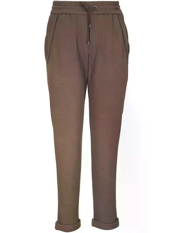 Brunello Cucinelli Embellished Track Pants - Brown