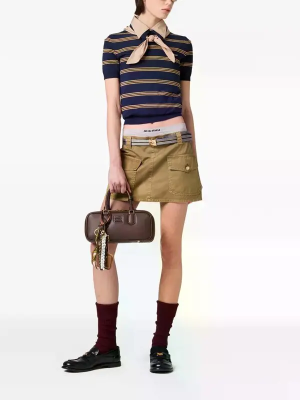 Miu Miu Garment-dyed Cotton Miniskirt - Green