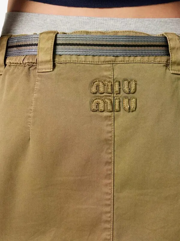Miu Miu Garment-dyed Cotton Miniskirt - Green