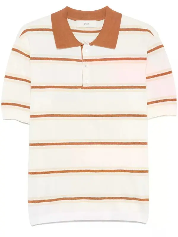 DUNST Striped Polo Shirt - Neutrals