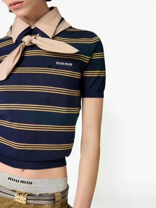 Miu Miu Striped Polo Top