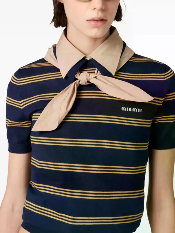 Miu Miu Striped Polo Top