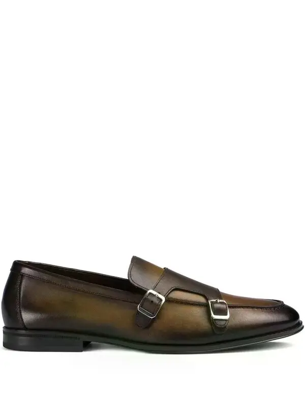 DOUCAL'S Leather Double-buckle Monk Shoes