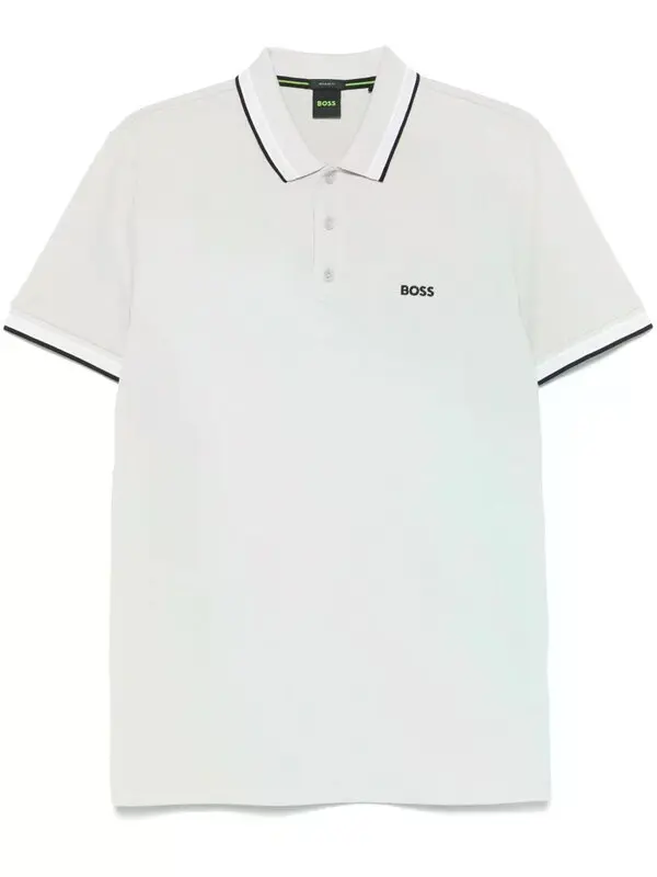 BOSS Logo-embroidered Polo Shirt - Grey