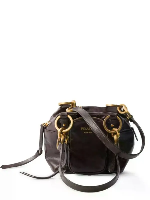 Prada Mini Leather Tote Bag - Brown
