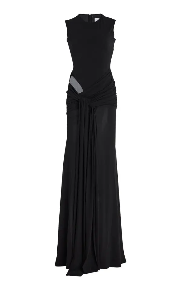 Alex Perry Cut-out Draped Jersey Gown - Black