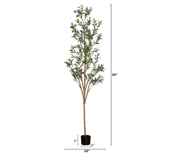 NEARLY NATURAL 7' Artificial Olive Tree With Na Tural Trunk