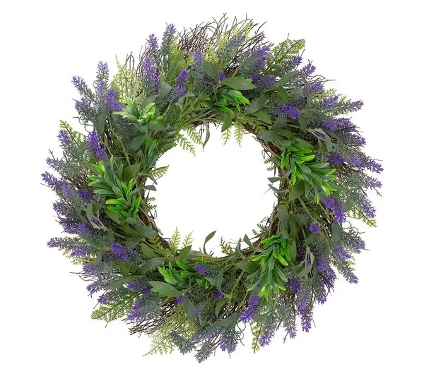 NORTHLIGHT Lavender And Spring Foliage Floral W Eath - One-color