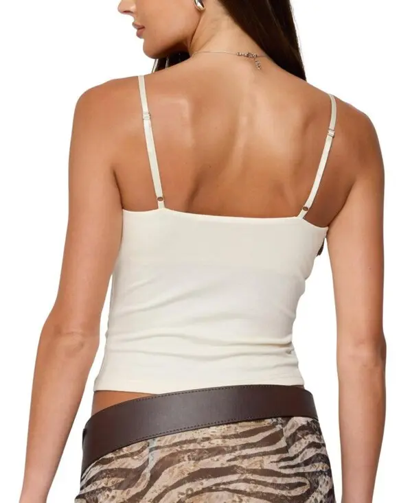 EDIKTED Layered Bra Cowl Neck Top - Cream