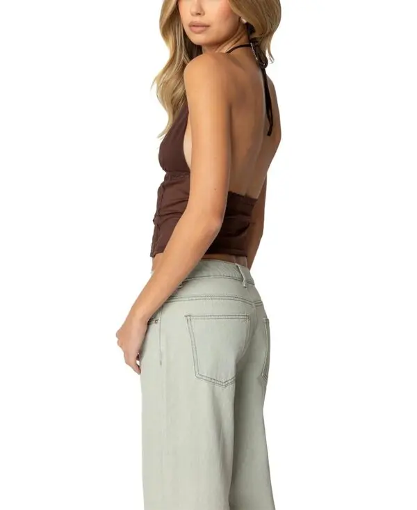 EDIKTED Lucie Lacey Mesh Halter Top