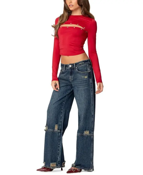 EDIKTED Revi Front Cut Out Grommet Top