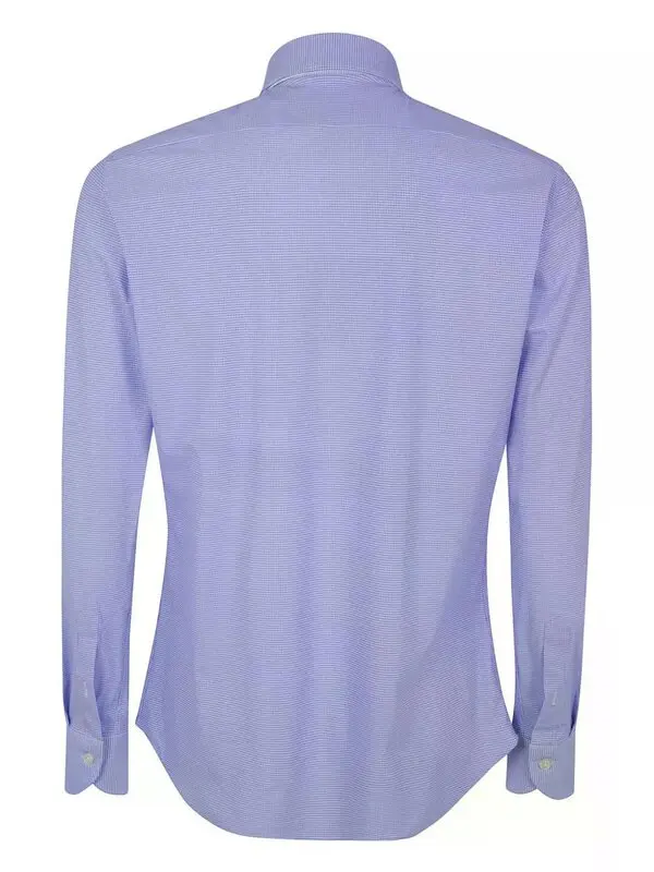 TINTORIA MATTEI 954 Houndstooth Pattern Shirt - Blue