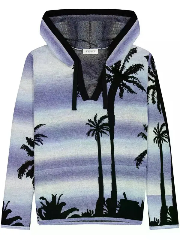 LANEUS Palm Trees Hoodie - Purple
