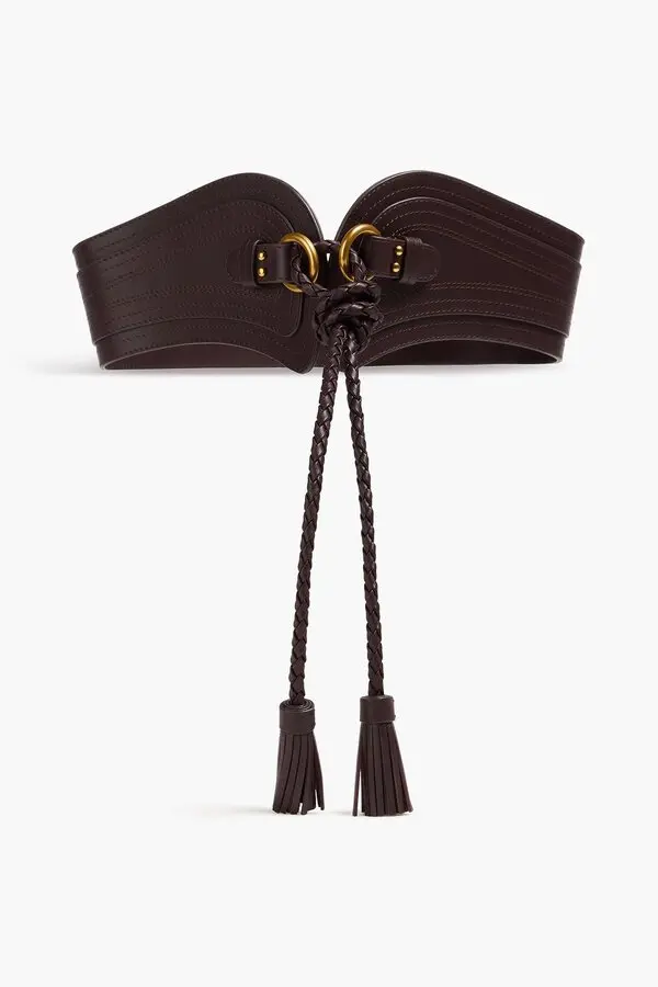 Zimmermann Tasseled Leather Belt In Burgundy - 50% Off  display picture 2