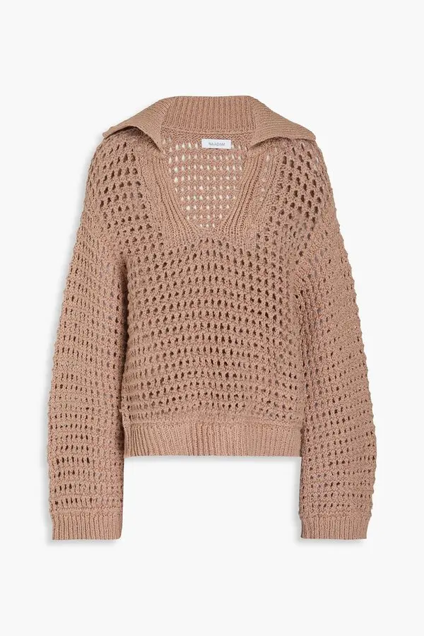 Naadam Pointelle-knit Cotton Polo Sweater - Sand