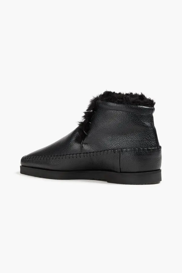TOTEME Shearling-lined Pebbled Leather Ankle Boots