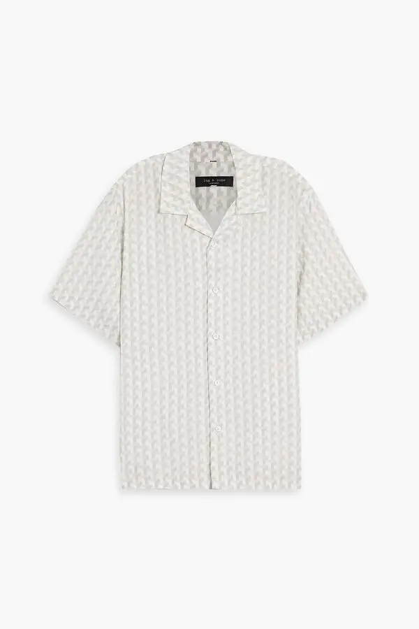 Rag & Bone Avery Printed Crepe Shirt - Light Gray