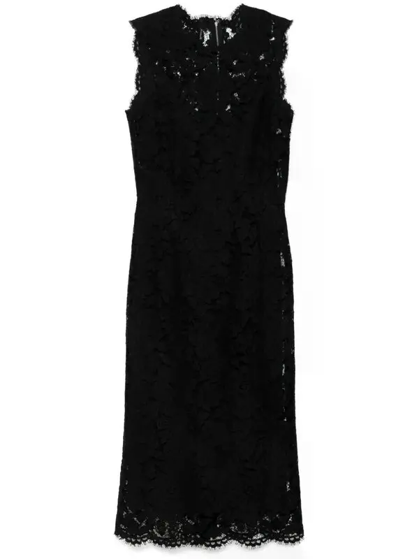 Dolce & Gabbana Midi Floral-lace Dress - Black
