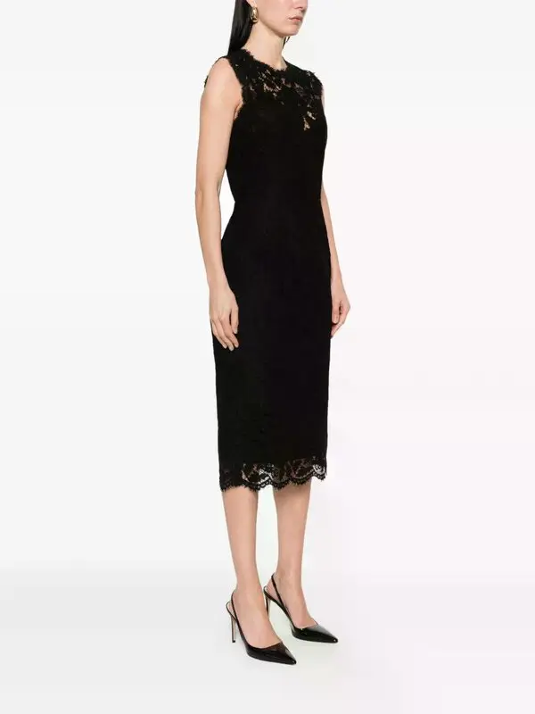 Dolce & Gabbana Midi Floral-lace Dress - Black