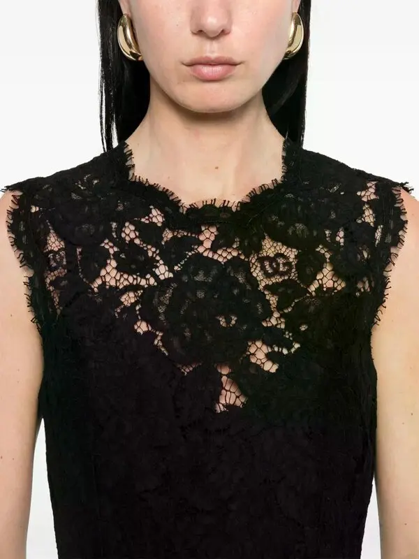 Dolce & Gabbana Midi Floral-lace Dress - Black