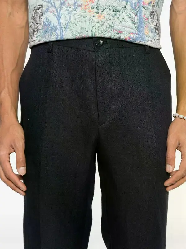 Etro Linen Tapered-leg Trousers