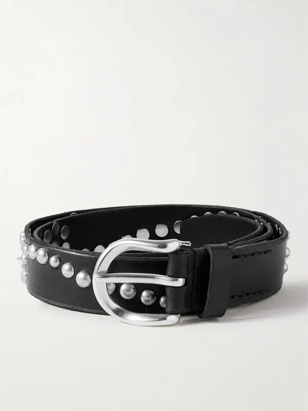 Our Legacy 3.5cm Studded Leather Belt - Black