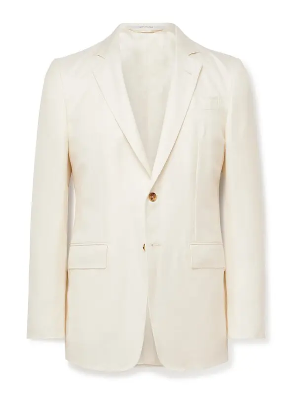 Gabriela Hearst Irving Slim-fit Unstructured Wool, Silk And Linen-blend Twill Suit Jacket - Neutrals