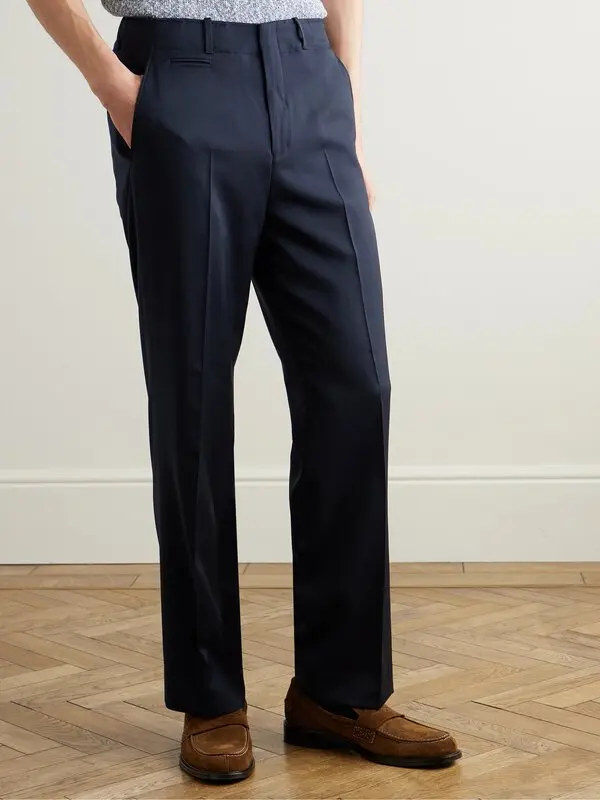 Mr P. Edward Straight-leg Wool Trousers - Blue