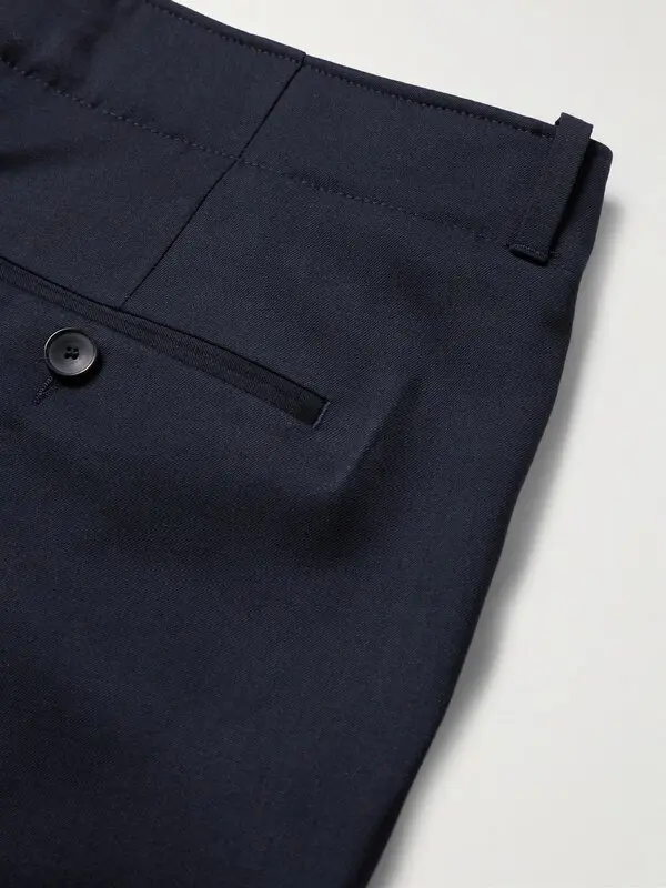 Mr P. Edward Straight-leg Wool Trousers - Blue