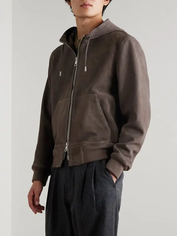 Mr P. Suede Zip-up Hoodie - Gray