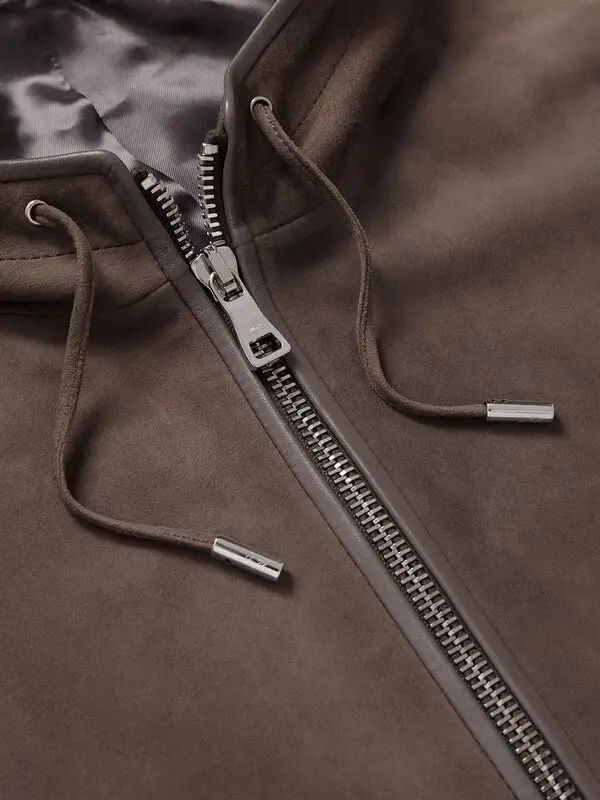 Mr P. Suede Zip-up Hoodie - Gray