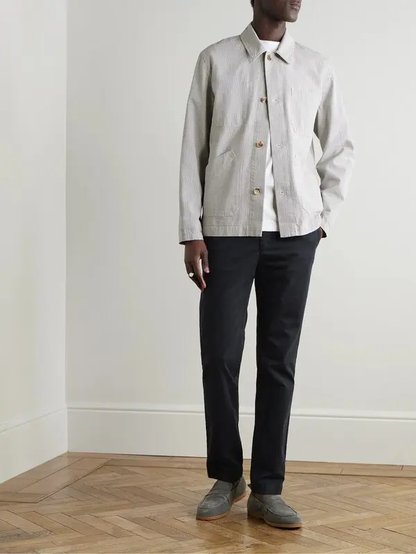 Mr P. Slim-fit Cotton-twill Chinos - Black