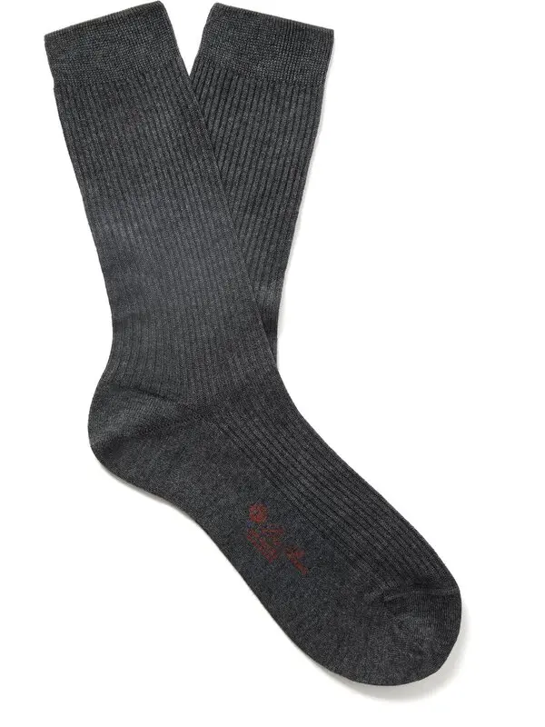 Loro Piana - Loro Piana Ribbed Cashmere And Cotton-Blend Socks